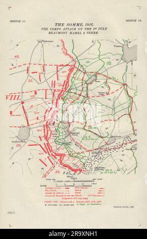 Somme, 1916. X Corps attack, 1st July. Thiepval. WW1. Trenches 1932 old ...