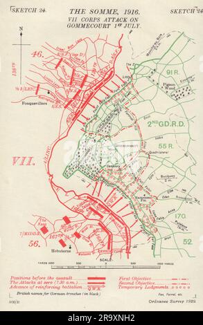 Somme, 1916. X Corps attack, 1st July. Thiepval. WW1. Trenches 1932 old ...