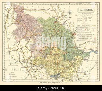 WEST RIDING OF YORKSHIRE antique county map by CREIGHTON/WALKER ...