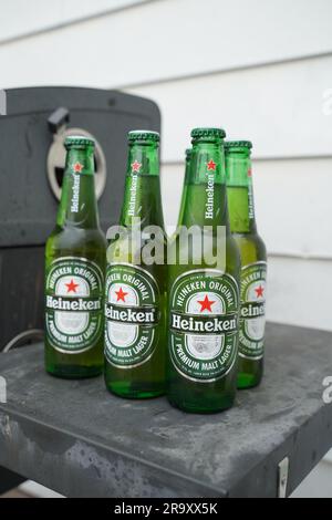 Rockford, IL -27 june2023 :Heineken, Beer. A Heineken beer bottle on a ...