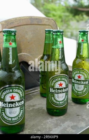 Rockford, IL -27 june2023 :Heineken, Beer. A Heineken beer bottle on a ...