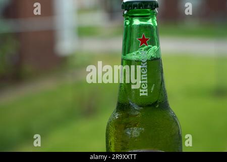 Rockford, IL -27 june2023 :Heineken, Beer. A Heineken beer bottle on a ...