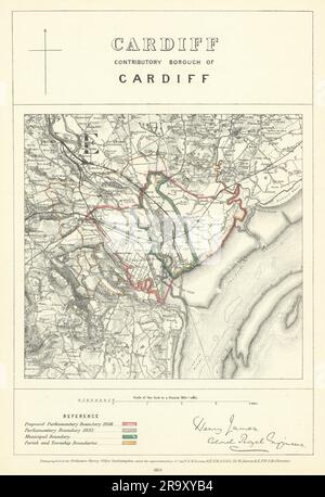 Cardiff Parliamentary Borough. Wales. BOUNDARY COMMISSION. Close 1917 ...