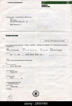 documents, certificates, death certificate, Munich civil registry ...