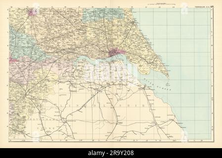 YORKSHIRE (South East). Hull York. Antique county map by GW BACON 1884 ...