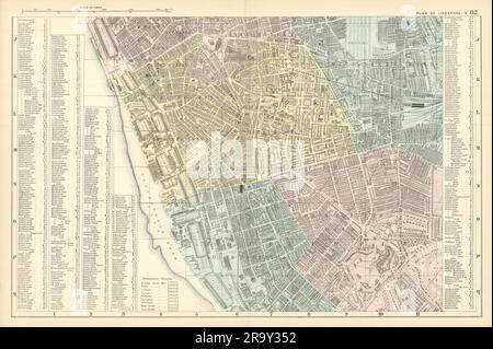 LIVERPOOL SOUTH Toxteth Riverside antique city plan by GW BACON 1898 ...