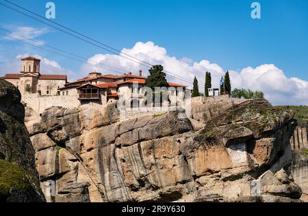 The picture shows an ancient Greek Orthodox monastery situated in a ...