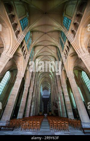 Nave of the basilica-cathedral of Soissons, dedicated to Saint Gervais ...