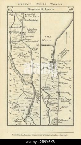 Puckeridge - Cambridge - Ely - King's Lynn. GARDNER road map #43 1719 ...
