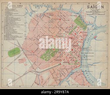 Saigon antique town city plan. Ho Chi Minh City. Vietnam 1920 old map ...