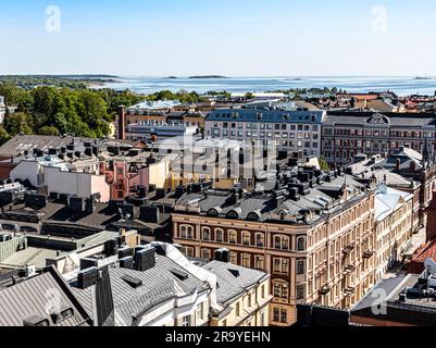View of Kaartinkaupunki and Ullanlinna from the fire lookout tower of ...
