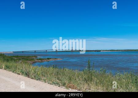 The Deh Cho Bridge crosses the might Mackenzie River near Fort ...