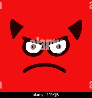 Malicious smile emoticon emoji line art icon. Vector cartoon comic ...