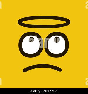 Sad holy emoticon in doodle style in doodle style yellow background ...