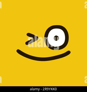 Winking emoticon in doodle style isolated on white background Stock ...