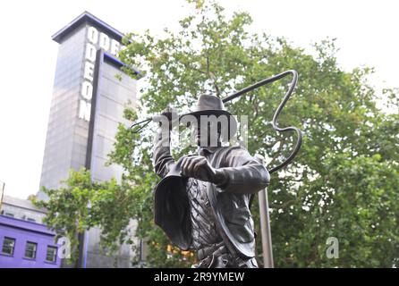 Bronze statue of Harrison Ford as Indiana Jones, his iconic explorer ...
