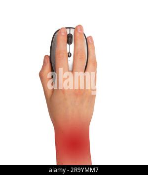 woman hand using ergonomic vertical mouse during working on Adjustable ...