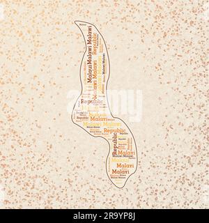 Malawi country shape word cloud. Typography style country illustration ...