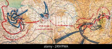 French World War 2 book map illustration printed in 1946 showing Allied ...