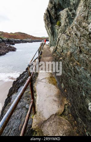 Walkway with Hand Rails at the small bay the Creek or or Traeth Dynion ...