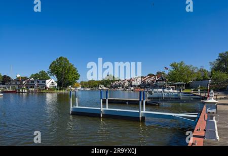 The Vermilion River widens as it near its entrance into Lake Erie and ...