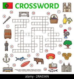 Portugal symbols word search puzzle game worksheet, vector riddle ...