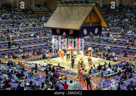 Last day at the Kyushu basho (sumo tournament) in Fukuoka, Japan, on 27 ...