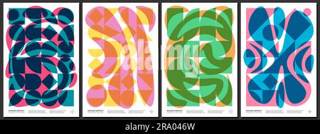 Abstract geometric bauhaus artworks. Simple shapes combination poster ...