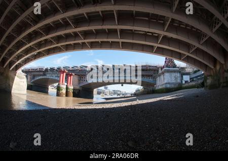 The original Blackfriars Bridge seen from Hungerford, panorama of Old ...