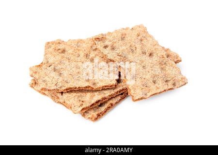 Many fresh crunchy crispbreads on white background. Healthy snack Stock ...