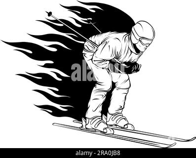 vector illustration of skiern in black outline Stock Vector Image & Art ...