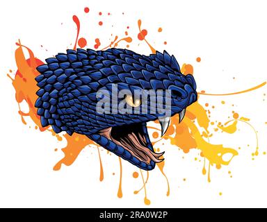 vector illustration shows a poisonous snake head. digital hand draw design Stock Vector Image ...