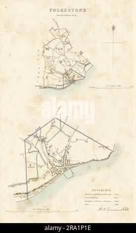 FOLKESTONE borough/town/city plan. BOUNDARY COMMISSION. Kent. DAWSON ...
