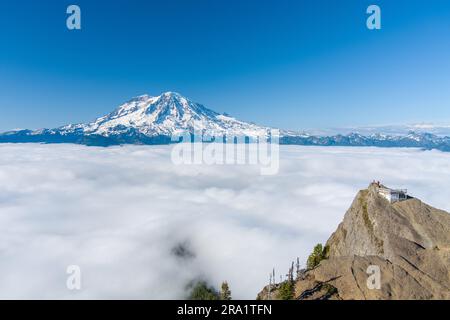 Mount Rainier and High Rock Lookout in June Stock Photo - Alamy
