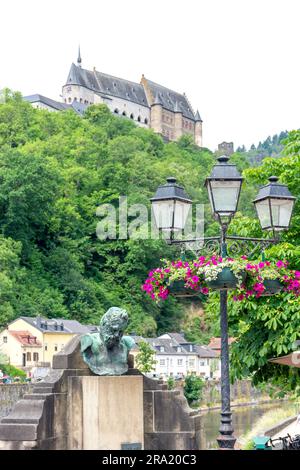 Town centre and Ourbrücke Bridge, Grand-Rue, Vianden, Canton of Vianden ...