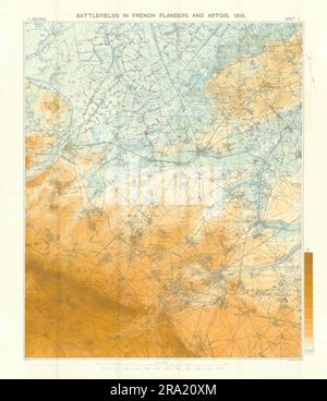 A map of the Western Front, France in 1918, showing the front lines on ...