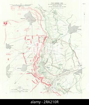 Somme, 1916. X Corps attack, 1st July. Thiepval. WW1. Trenches 1932 old ...