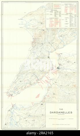 Map of the Dardanelles, First World War, 1915, (c1920). 'Bird's-eye ...