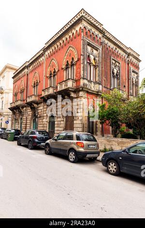 Neogothic palace Antonio Cardile, Syracuse Ortigia island, Sicily ...