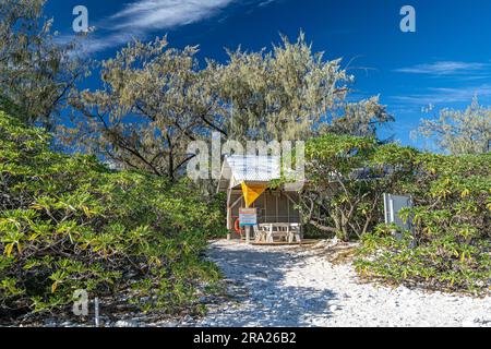 Beach hut and Information sign, Coral Gardens, Lady Elliot Island Eco ...
