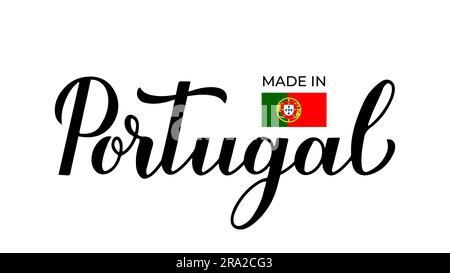 Made in Portugal handwritten label in Portuguese. Quality mark icon ...