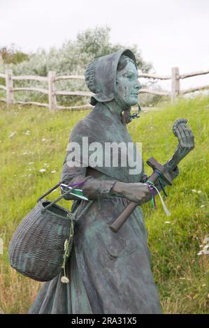 Bronze statue of the pioneering palaeontologist and fossil hunter Mary ...