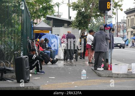 Scenes from Skid Row an area of Downtown Los Angeles which is one of ...