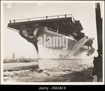 Launching of 27,000 ton carrier , Aircraft carriers, Launches, Quincy ...