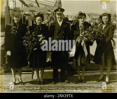 Matron of Honor, Sponsor, and Rear Admiral at the christening of the ...