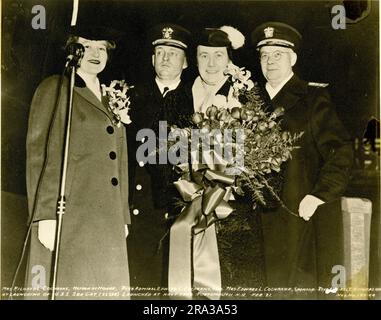 Matron of Honor, Sponsor, and Rear Admiral at the christening of the ...