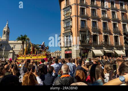 Holy Week parades in Madrid, Spain. Religious floats, Pasos, are ...