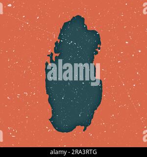 Qatar vintage map. Grunge poster with map of the country in retro color ...