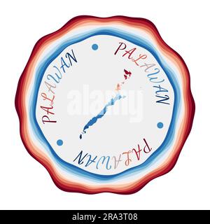 Palawan round stamp. Logo of island with flag. Vintage badge with ...