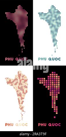 Phu Quoc map. Map of Phu Quoc in dotted style. Borders of the island ...